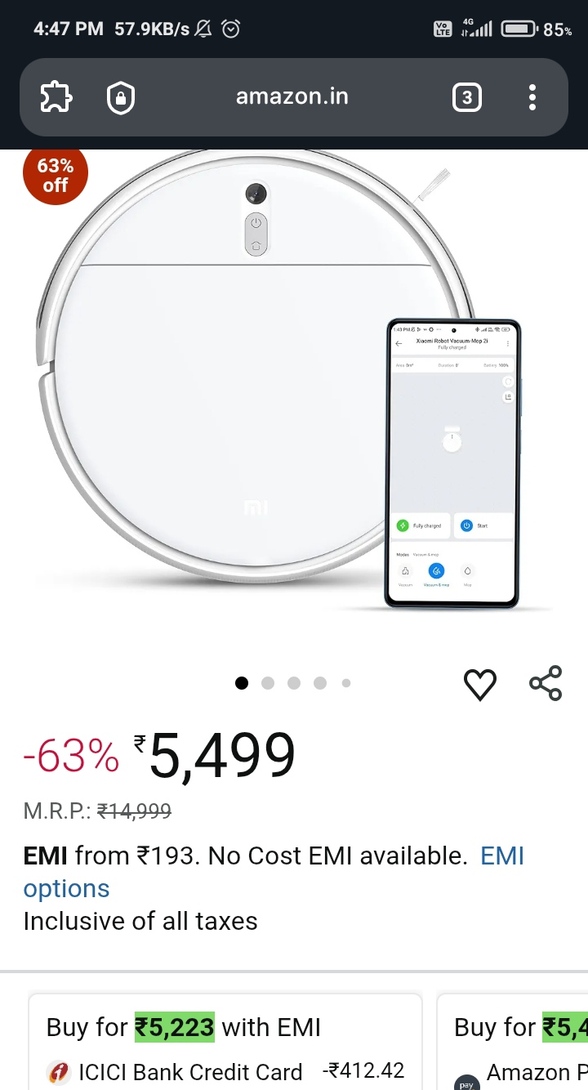 MI Xiaomi Robot Vacuum-Mop 2i, 2200 Pa Powerful Suction | Desidime