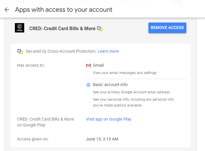 Access of email by CRED-a security concern | Desidime