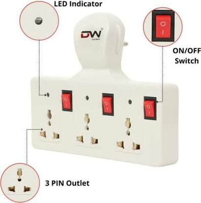 ECOBELL 3 Multi-Plug with Individual Switches, LED Indicators and Fuse ...