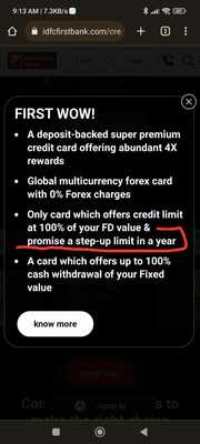 IDFC First WoW , Increase Credit Limit By Adding Deposits | Desidime