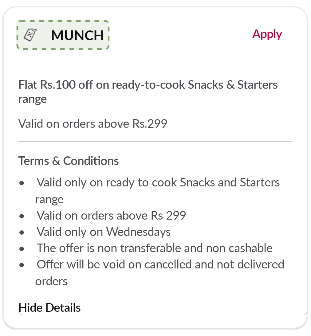 Licious Flat Rs.100 off on order above Rs.299 (only on Wednesdays ...
