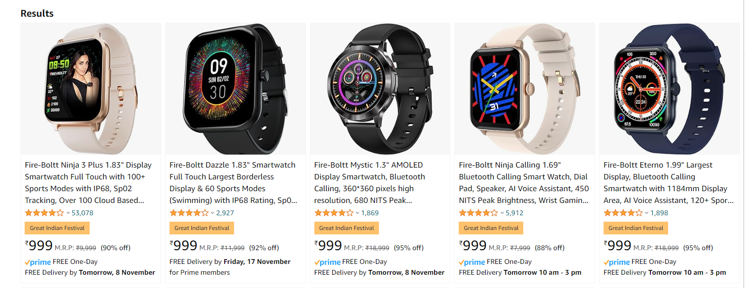 Fire-bolt smart watches upto 90% off starting 999 | DesiDime