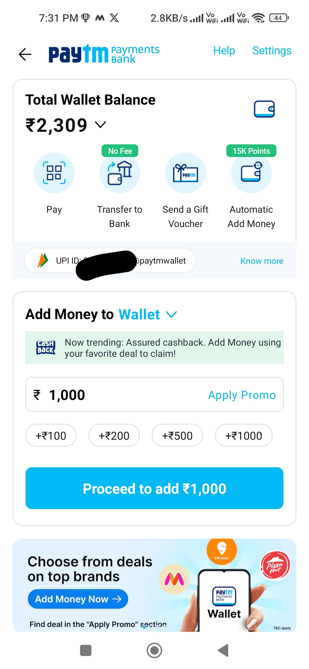 Paytm Wallet UPI launched | TechnoFino - #1 Community Of Credit Card ...
