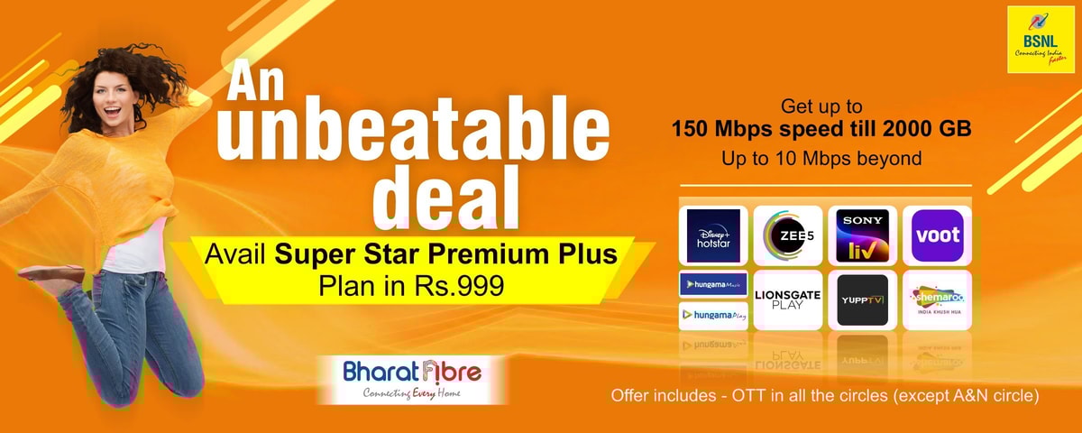 Bharat Fibre (BSNL Broadband) New Plans with Free OTT App Subscriptions! | DesiDime
