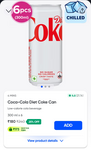 Instamart =>Coca-Cola Diet Coke Can (300 ml x 6) @180 rs | DesiDime