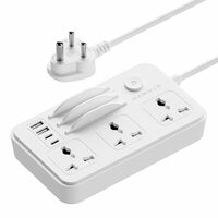 HAMMER Power Strip with 3 Universal Sockets with Child Security, Total ...